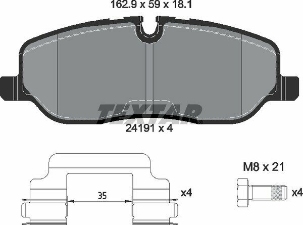 Колодки передние с противошумной пластиной Q+ Discovery III Range Rover 05- TEXTAR 2419101