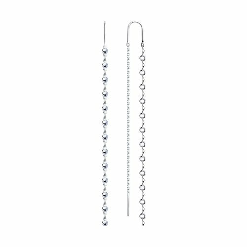 Серьги цепочки, серебро, 925 проба, родирование