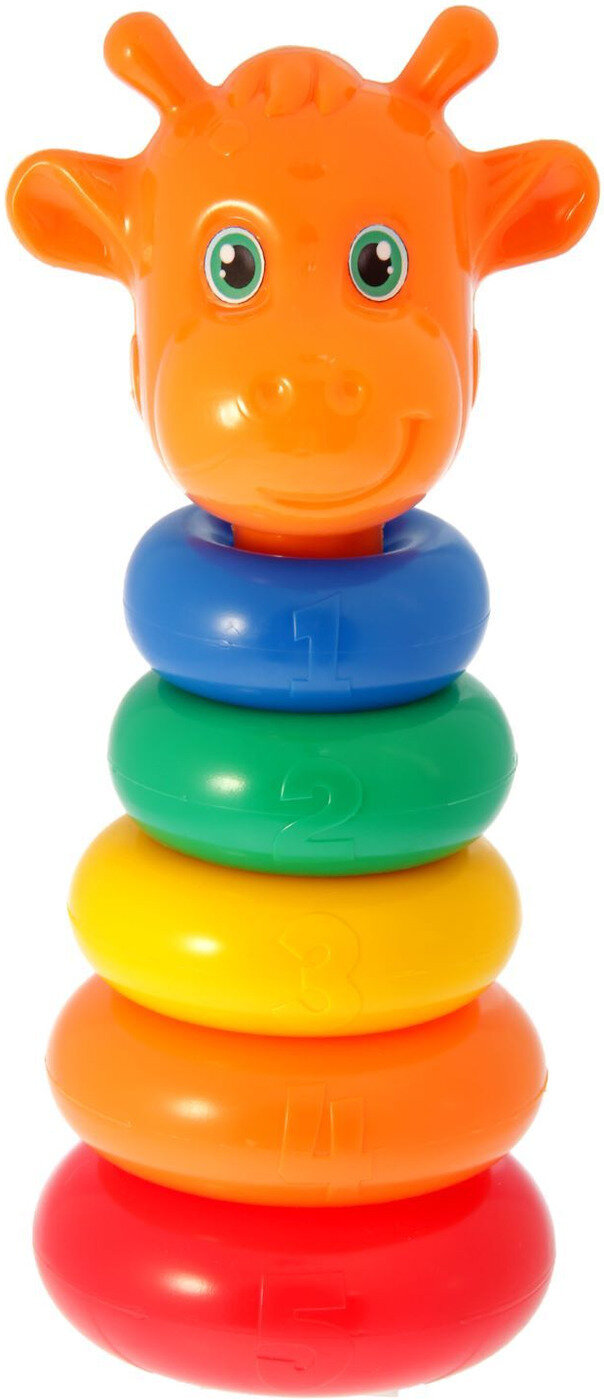 Детская игрушка-пирамидка "Жирафик", 5 разноцветных колец