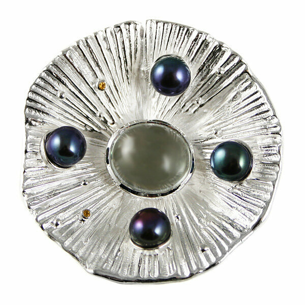 Подвеска, серебро, 925 проба, жемчуг, цитрин, аметист