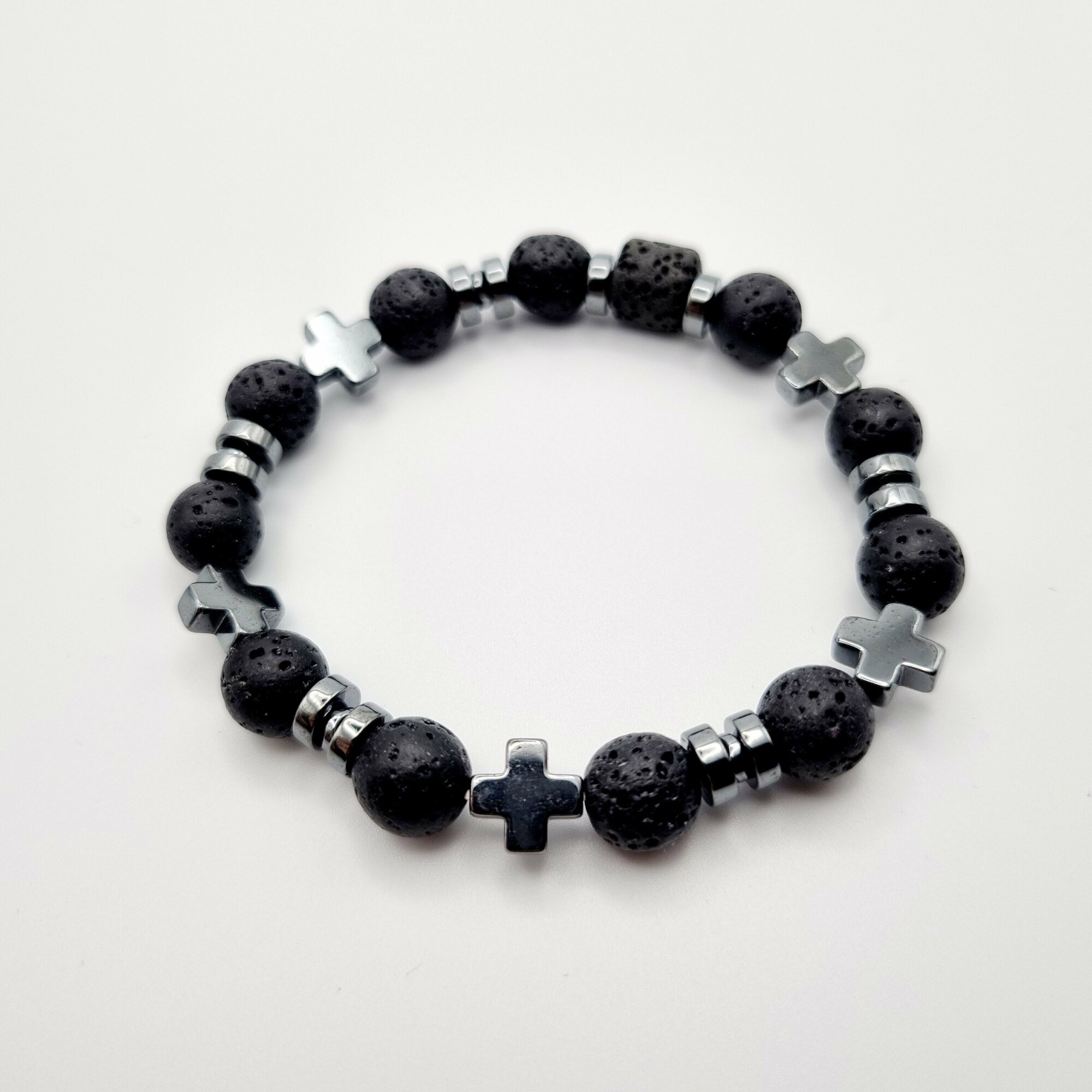 Славянский оберег, Браслет-нить, гематит, дерево, вулканическая лава