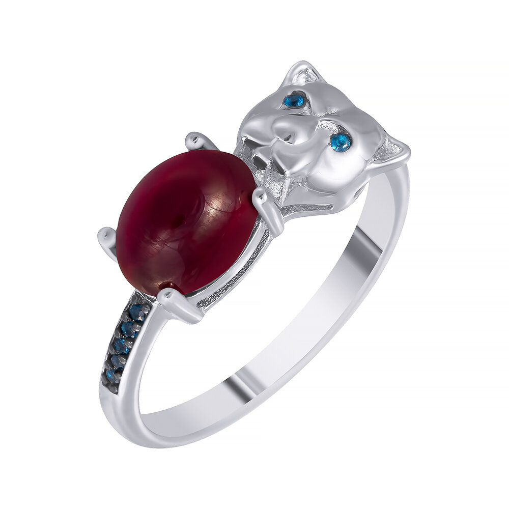 Кольцо, серебро, 925 проба, рубин