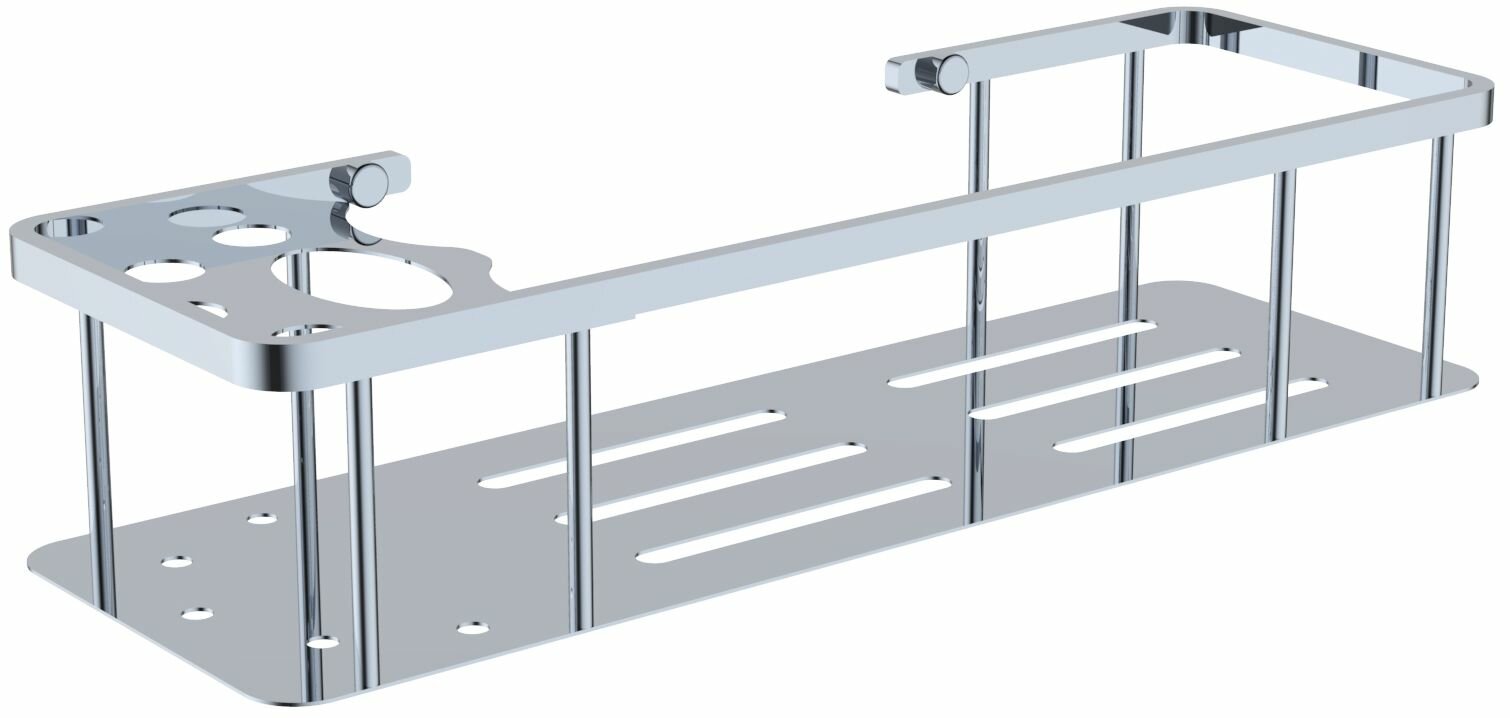 Полка настенная прямая KAISER KH-5260 400х130х86 с держателем для зуб. щеток Chrome (нерж. сталь)