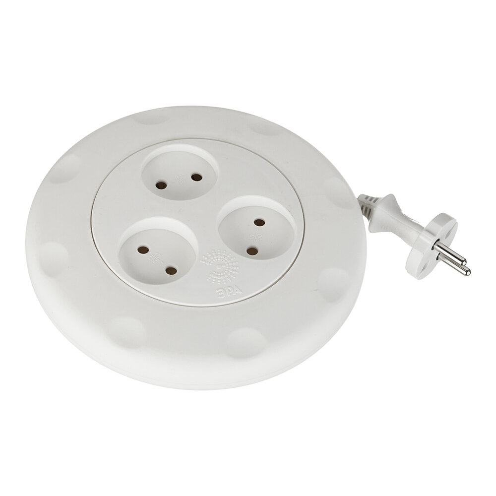 Удлинитель Эра 3 розетки 3 м ПВС 2х0,75 кв. мм 10 А 2,2 кВт белый (Б0019038)