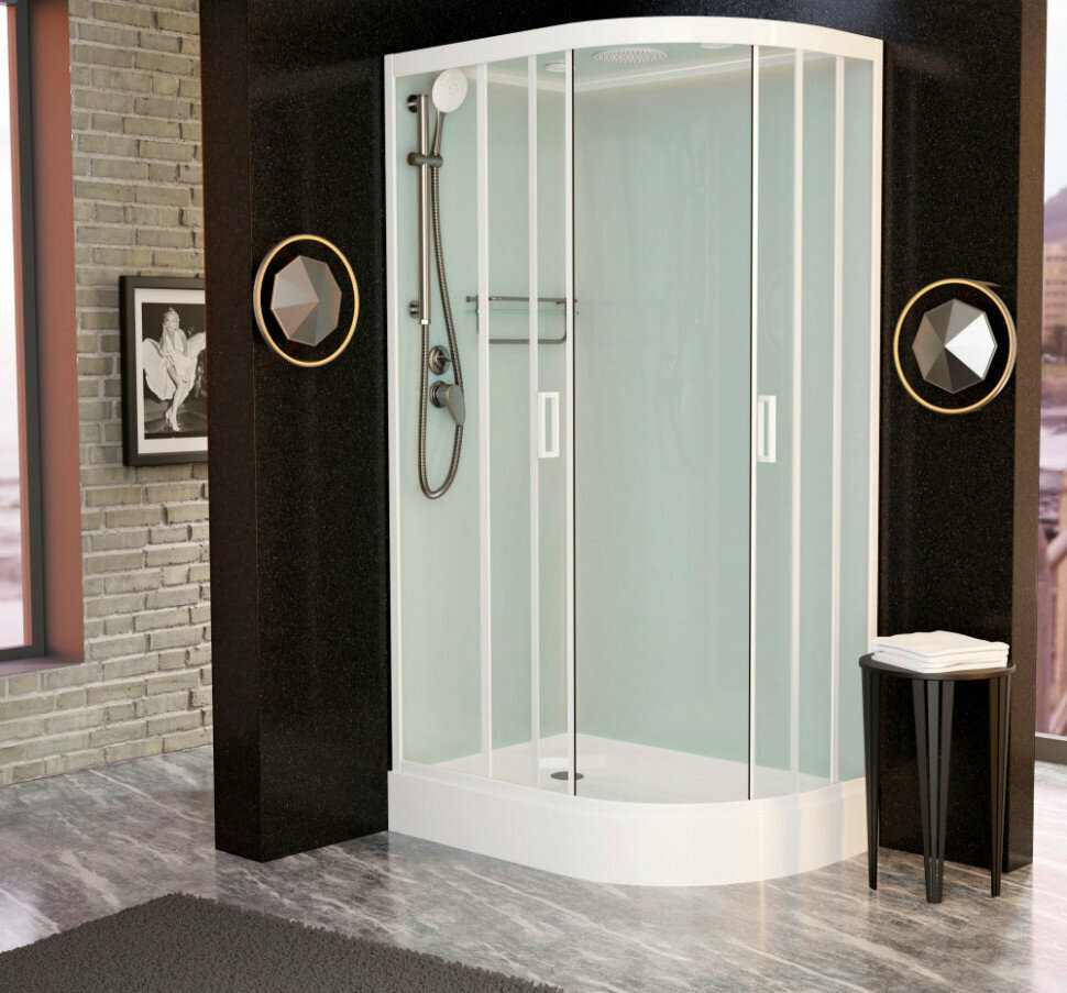 Душевая кабина Frank F412L М White левосторонняя матовое стекло 120х80 см, 20020