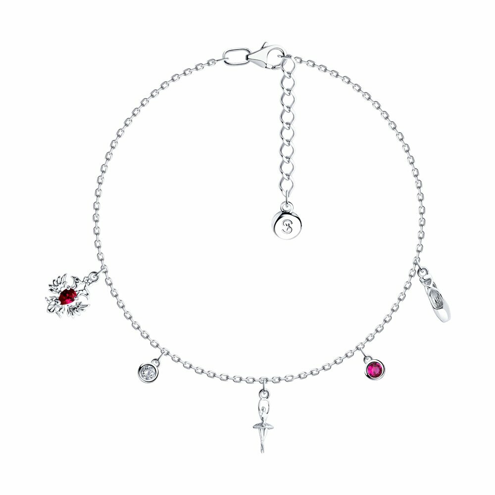 Браслет, серебро, 925 проба, фианит