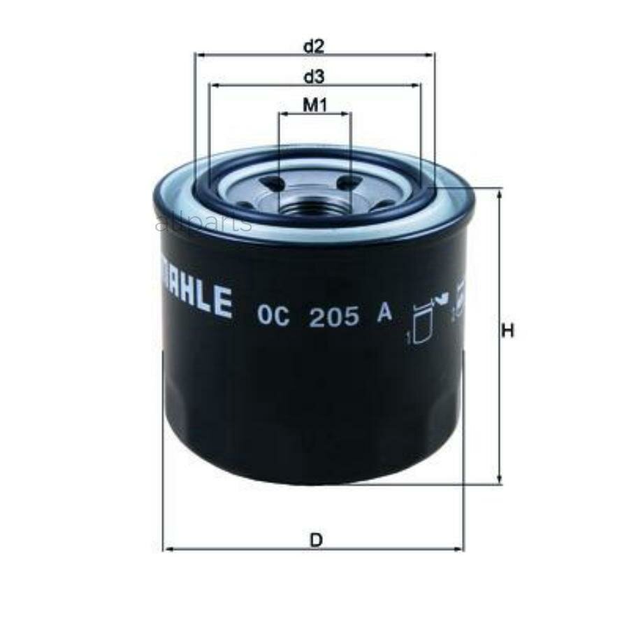 MAHLE OC205A фильтр масляный OC 205 A Z0044
