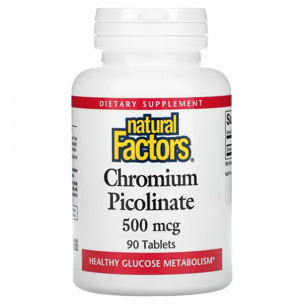 Natural Factors. Chromium Picolinate. (Пиколинат Хрома) 500 мкг, 90 таблеток