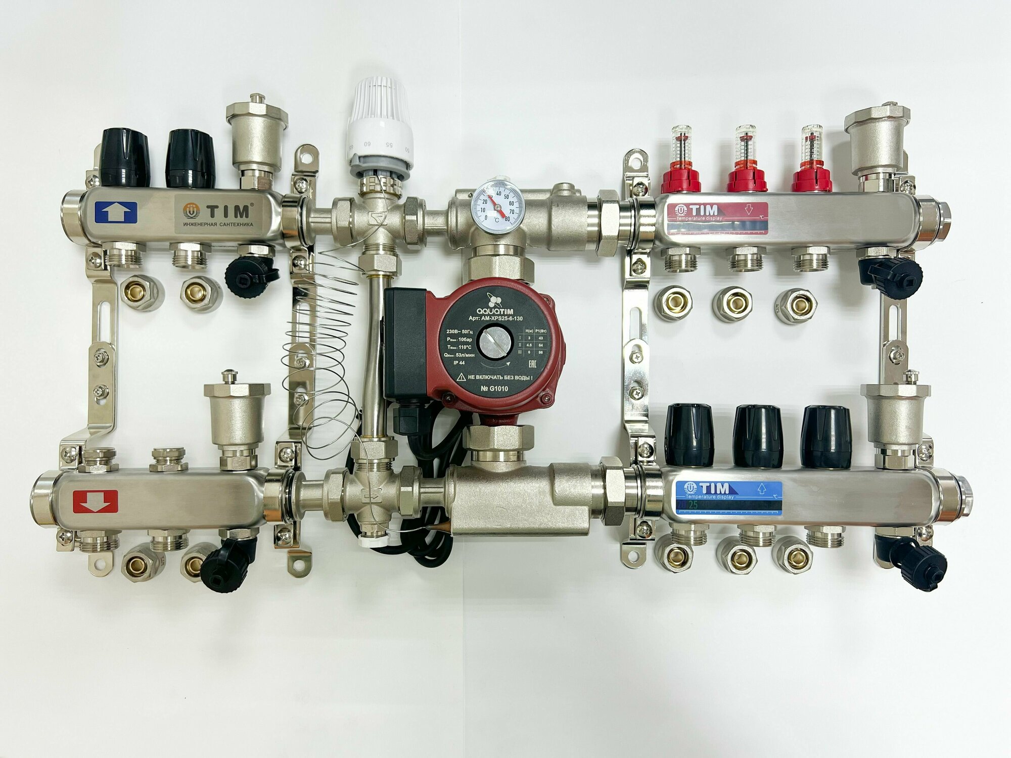 Комплект для подключения тёплого водяного пола на 3 выхода и радиаторов отопления 2 шт
