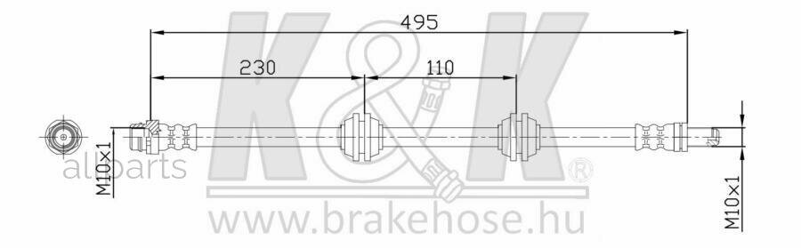 K&K FT0181 Шланг тормозной ROVER Land Rover Freelander II. 2.2 TD4 3.2 i 10.06-