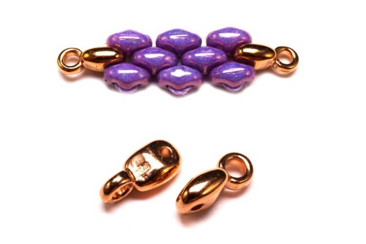 Концевик CYMBAL Vourkoti для SuperDuo 8х4х3мм, колечко 1,7мм, отверстие 0,8мм, цвет розовое золото, 11-105, 2шт