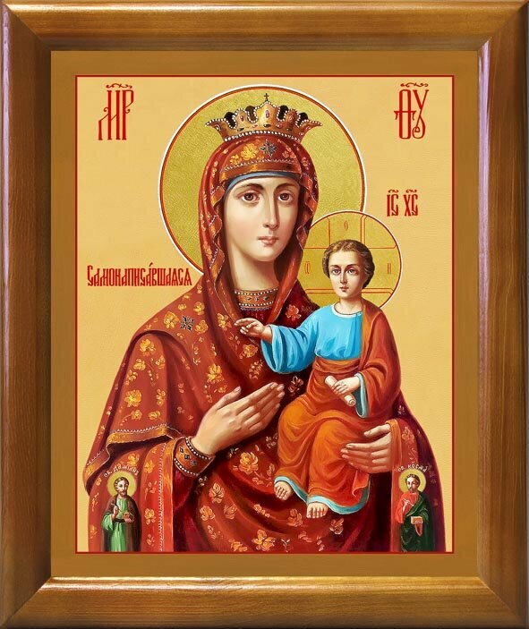 Икона Божией Матери "Самонаписавшаяся", в деревянной рамке 17,5*20,5 см