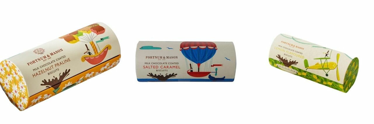 Печенье Fortnum&Mason с соленой карамелью, лимоном и пралине в молочном шоколаде, 3x200г