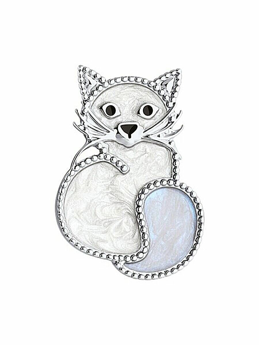 Брошь, серебро, 925 проба, родирование, эмаль