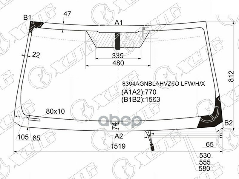 Стекло лобовое (Обогрев щеток/ Антенна) Toyota Land Cruiser Prado (J150) 17-24 XYG арт. 8394AGNBLAHVZ6O LFW/H/X