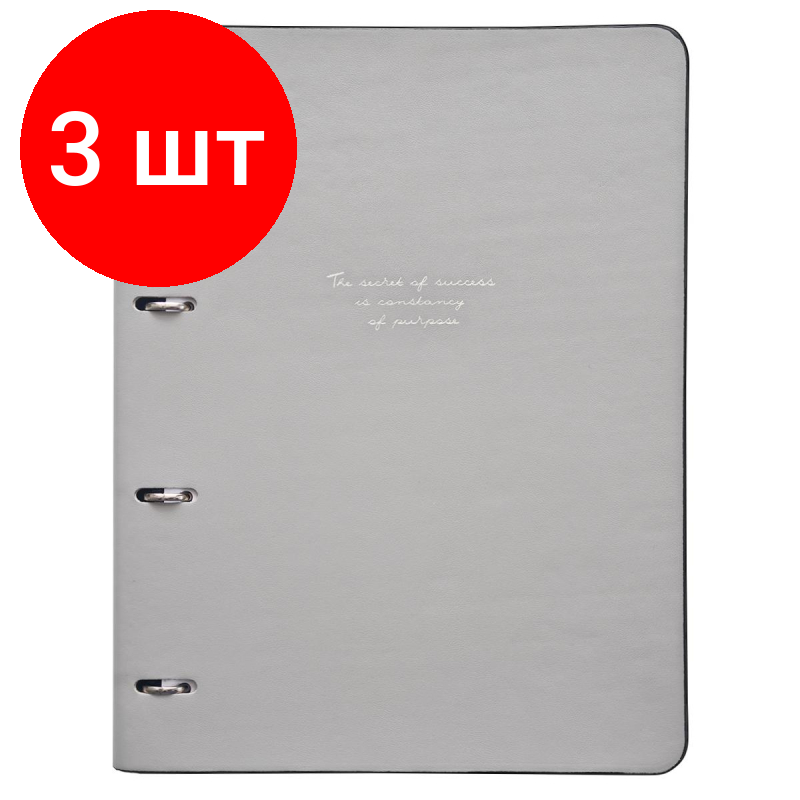 Комплект 3 штук, Тетрадь со сменным блоком А4.120л, Infolio Study, Quote, иск. кож, серый, N3824