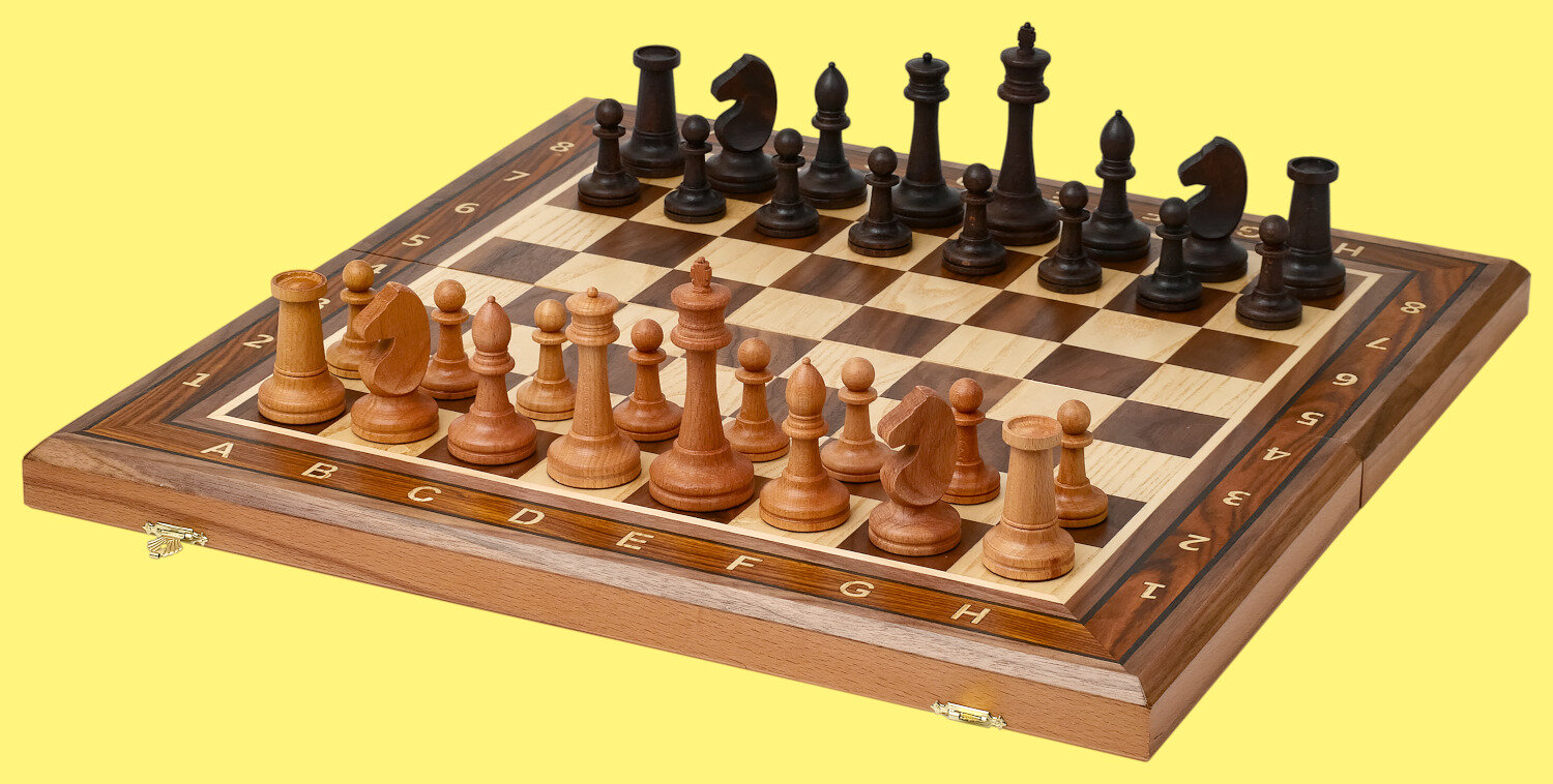 Шахматы Барселона (орех, утяжелённые, клетка 4,7 см)