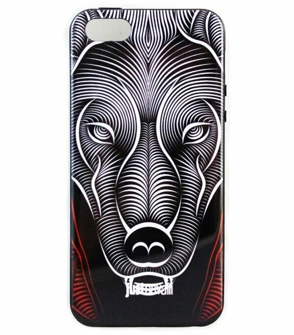 Чехол-накладка "Animal", для iPhone 5, 5S, SE, черный, силиконовый