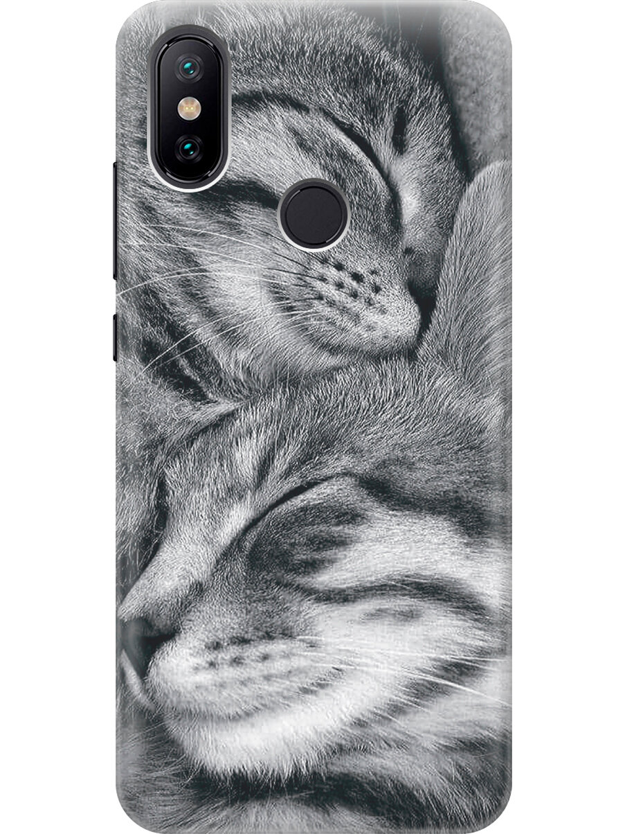 Силиконовый чехол на Xiaomi Mi 6X, Mi A2, Сяоми Ми 6Х, Ми А2 с принтом "Милующиеся котики"
