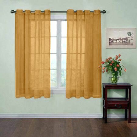 Короткий тюль на люверсах цвет карамельный Цена за -2 шт. КОР-ЛЮВ-1 шир. ( 135 см выс. 160см)