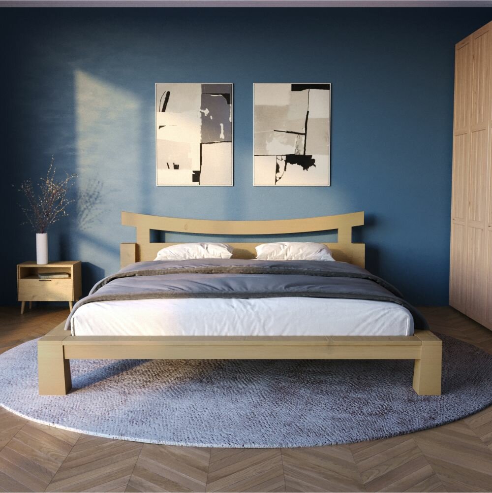 Кровать двуспальная массив 140x200 Йошико цвет Орех