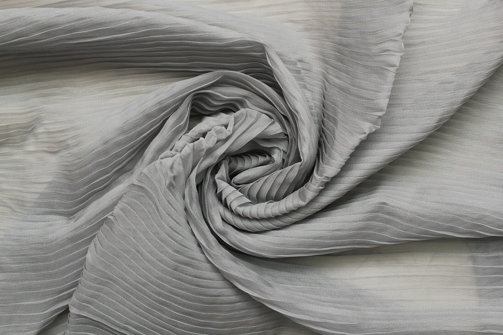 Ткань Шифон-плиссе серый, стальной, складка 4 мм, ш140см, 0,5 м