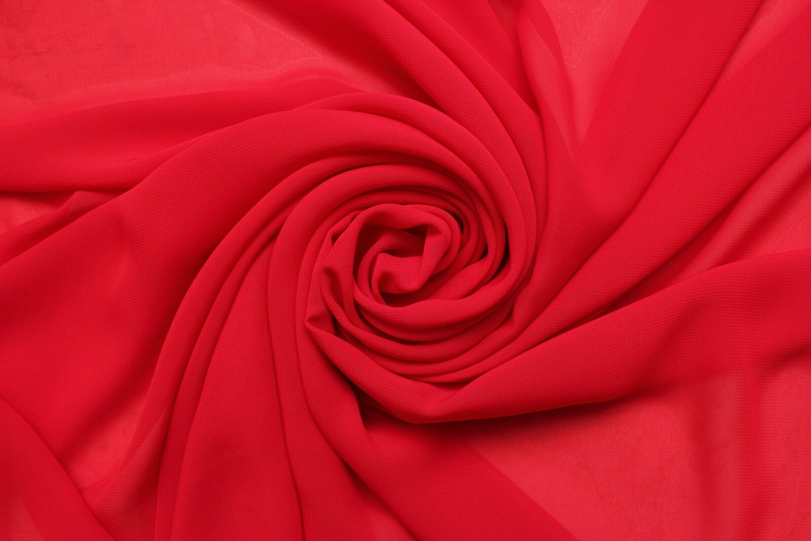 Ткань Шифон синтетический ярко-красный, ш136см, 0,5 м