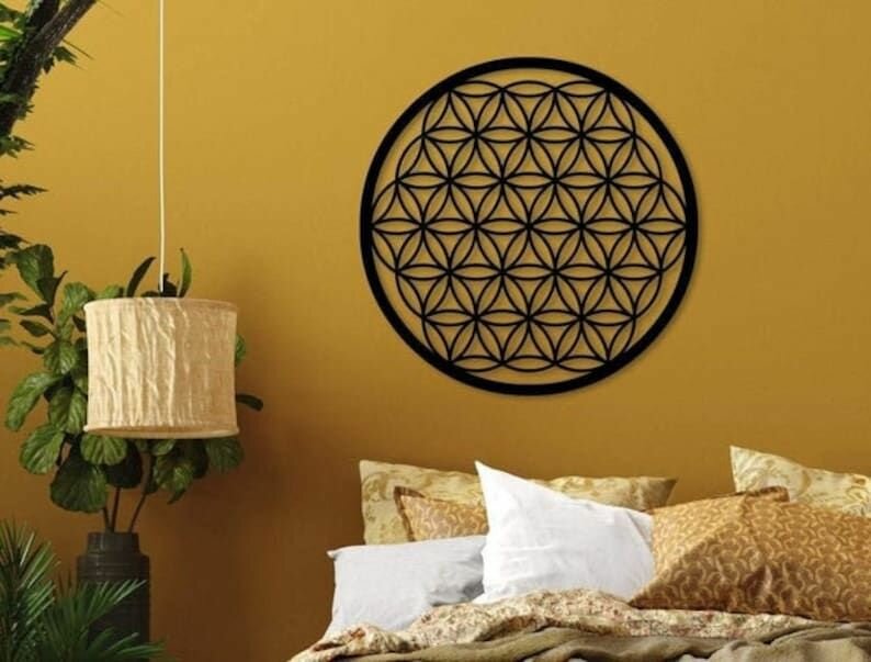 Декоративное металлическое панно, Цветок жизни (черный цвет)