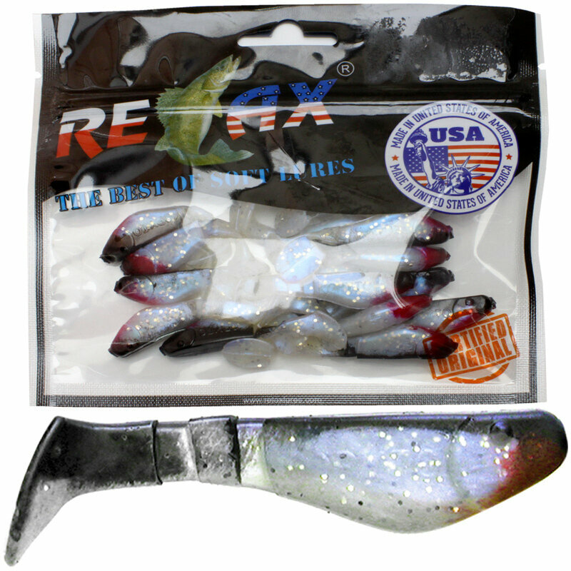 Мягкая силиконовая приманка риппер RELAX KOPYTO BLS 2,5, 6,2cm 4,7g цвет S044 (Black, Blue Pearl-silver Glitter) 1 уп. по 10 шт.