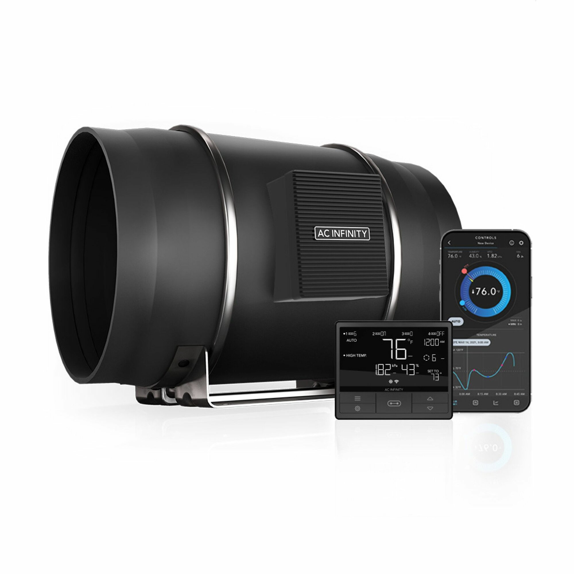 Канальный вентилятор AC Infinity CLOUDLINE PRO T10 2100 м3 с умным контроллером