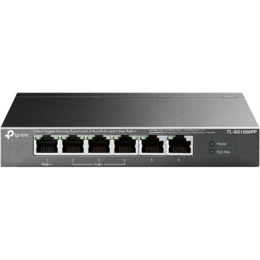 TP-Link SMB TP-Link TL-SG1006PP Настольный коммутатор с 6 гигабитными портами (3 порта PoE+, 1 порт PoE++)