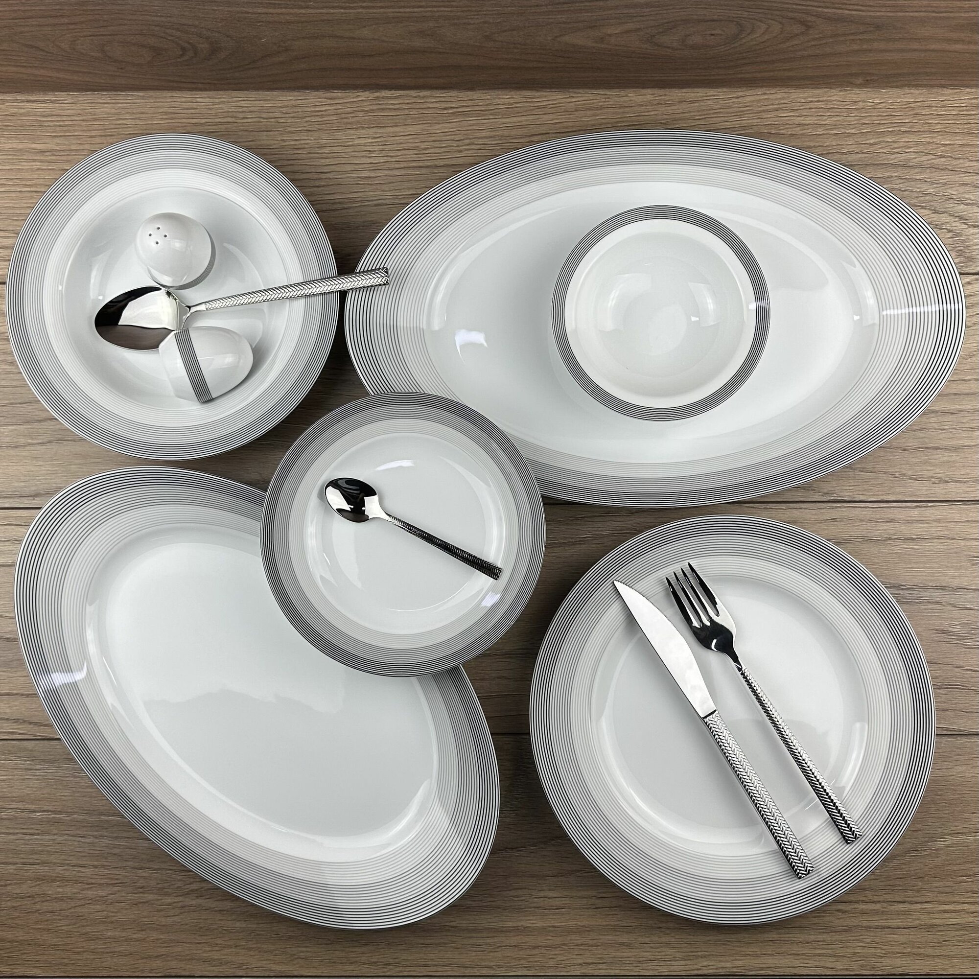 Сервиз обеденный фарфоровый Серый Шелк на 6 персон 28 предметов