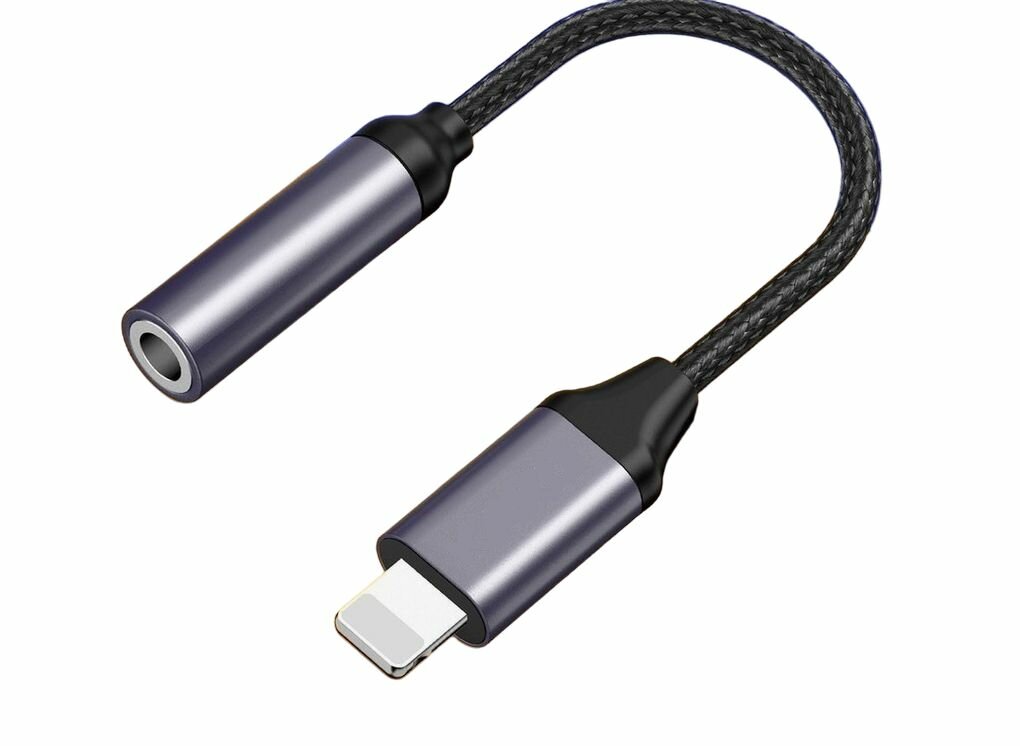 Кабель AUX 2в1 Lightning-Jack 3.5 серебристый