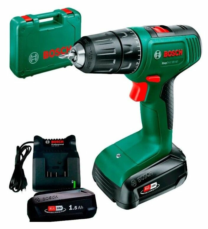 Дрель-шуруповерт аккумуляторная Bosch EasyDrill 18V-40, 2 х АКБ 1,5 А/ч, ЗУ, арт. 06039D8002