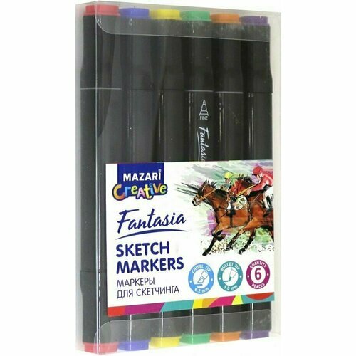 Набор маркеров для скетчинга Mazari Fantasia Main colors, 6 штук