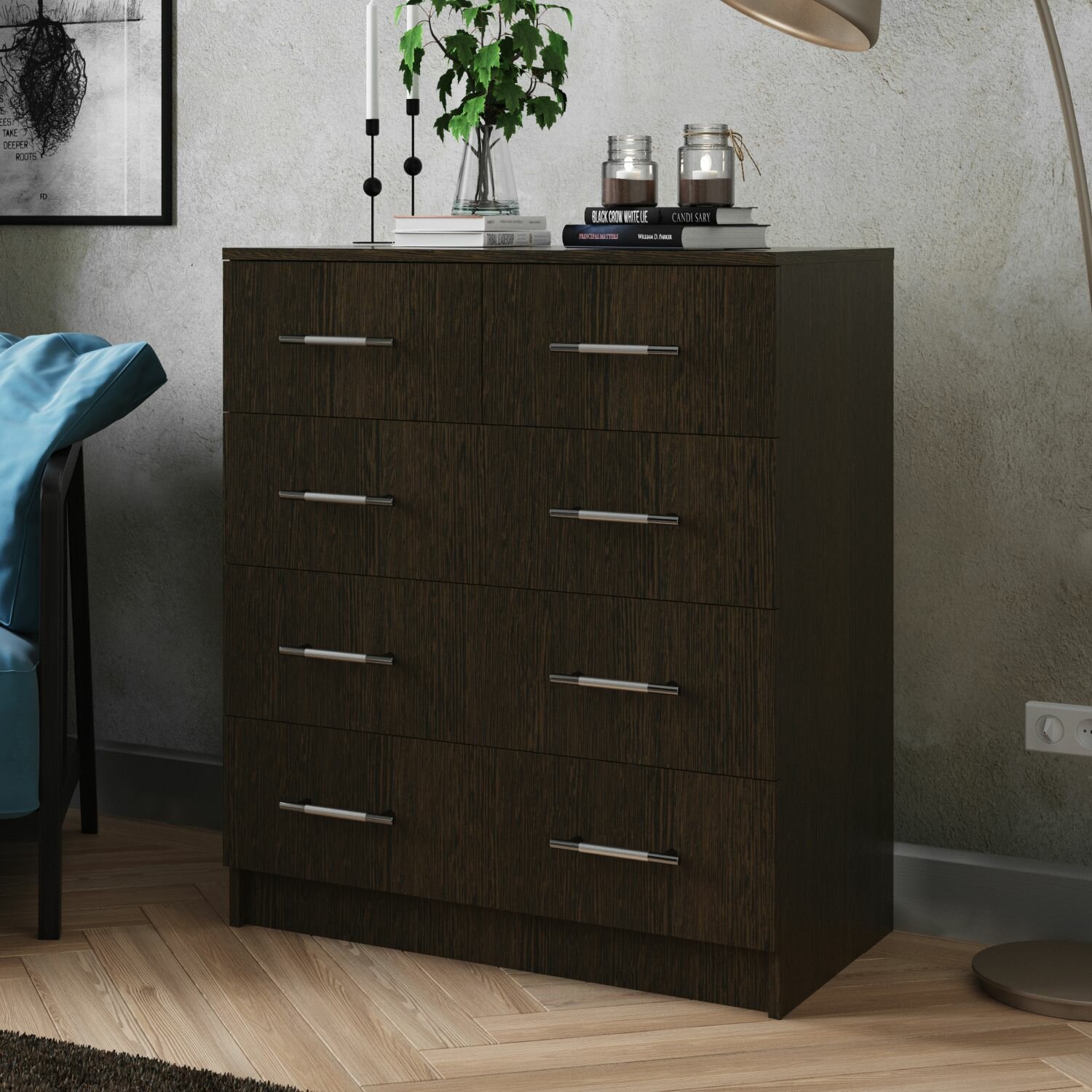 Комод Классика 5 ящиков 800х800, Венге