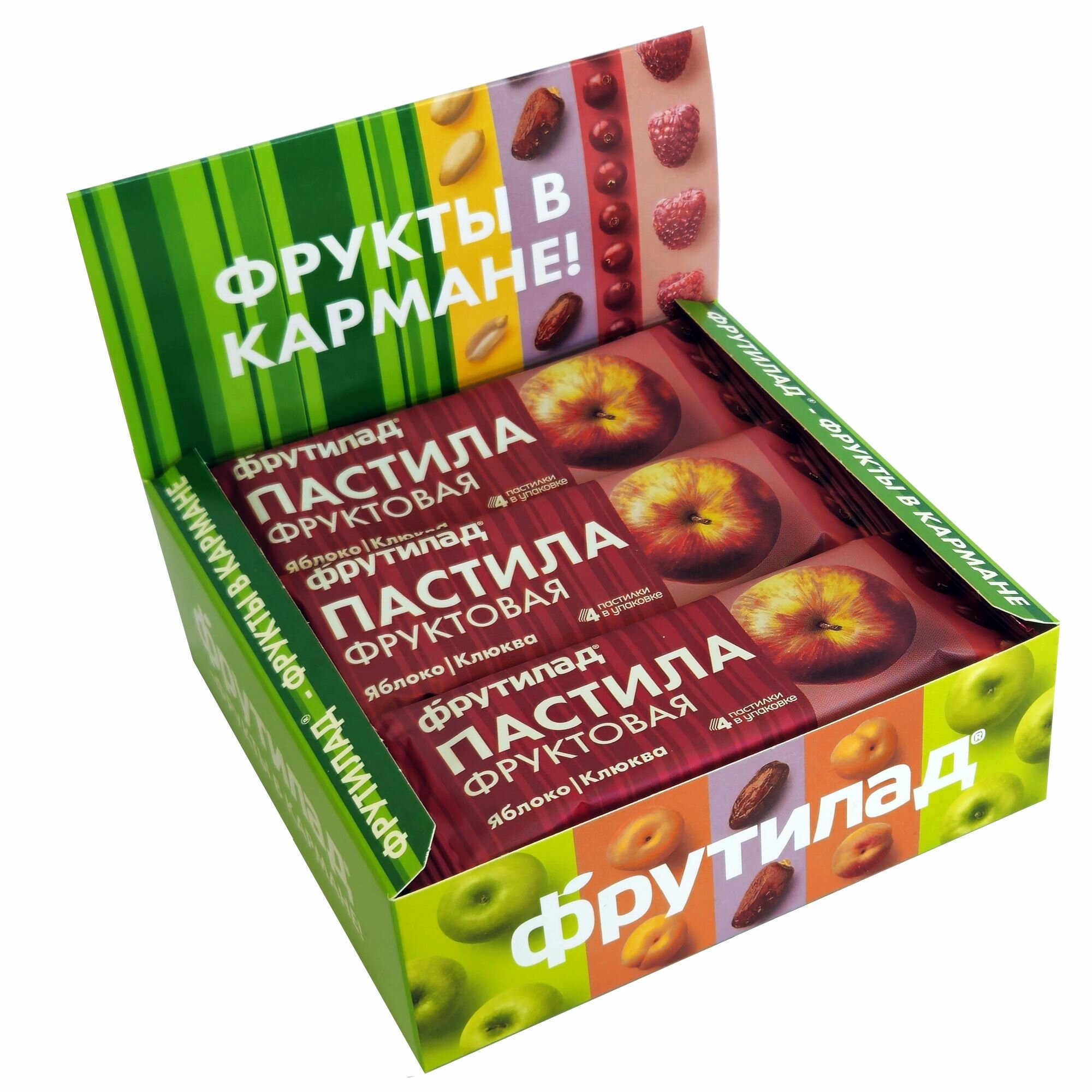 Фруктовая пастила Яблоко-Клюква 30 грамм*12 штук.