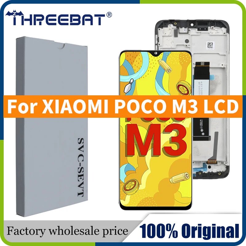 Оригинальный дисплей для Xiaomi Poco M3 ЖК-дисплей M2010J19CG, дигитайзер сенсорного экрана в сборе для Redmi 9T M2010J19SG, детали экрана Black With Frame