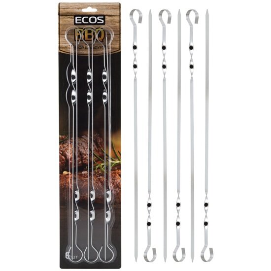 Набор шампуров Ecos ND-301D 45x1x0.15см, прямой, хром.