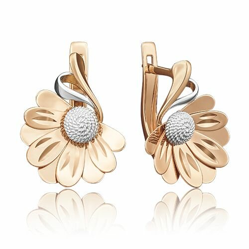 Серьги PLATINA, комбинированное золото, 585 проба, родирование