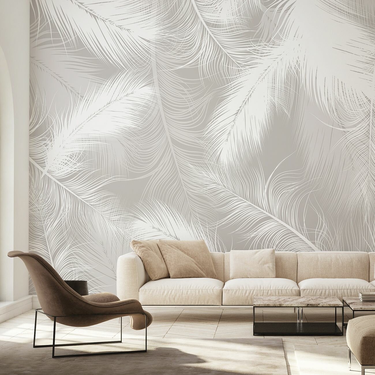 Фотообои/F-441 Перья беж 400х270-Divino