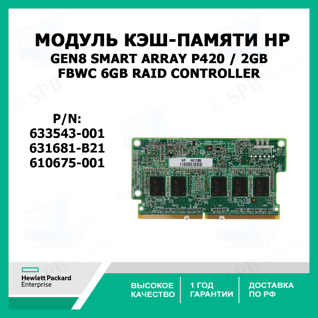 Модуль Кэш-памяти HP 633543-001 Gen8 Smart Array P420 / 2GB FBWC 6Gb Raid Controller 631681-B21, 610675-001