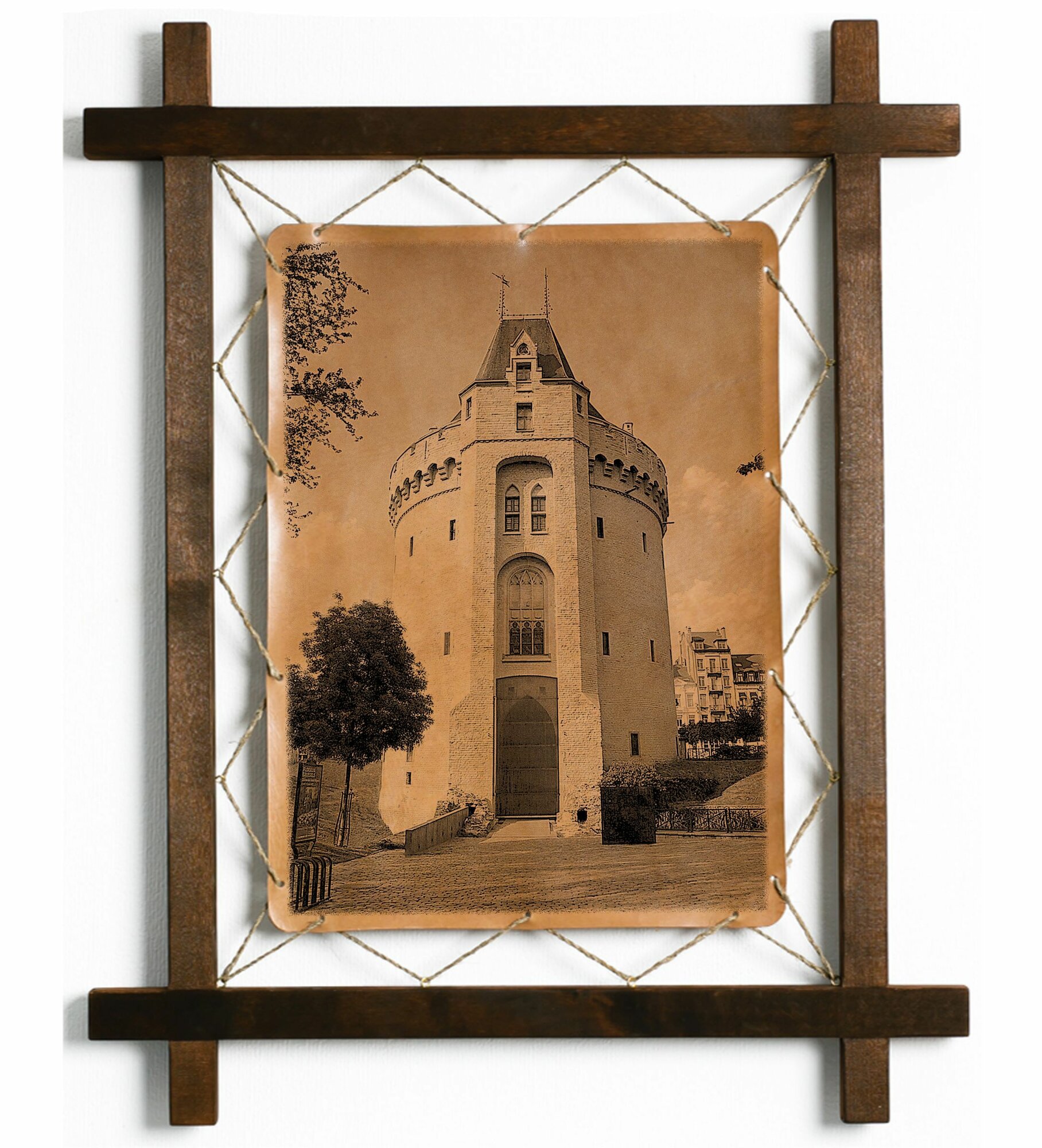 Картина интерьерная из кожи "Ворота Халле, Бельгия", BoomGift