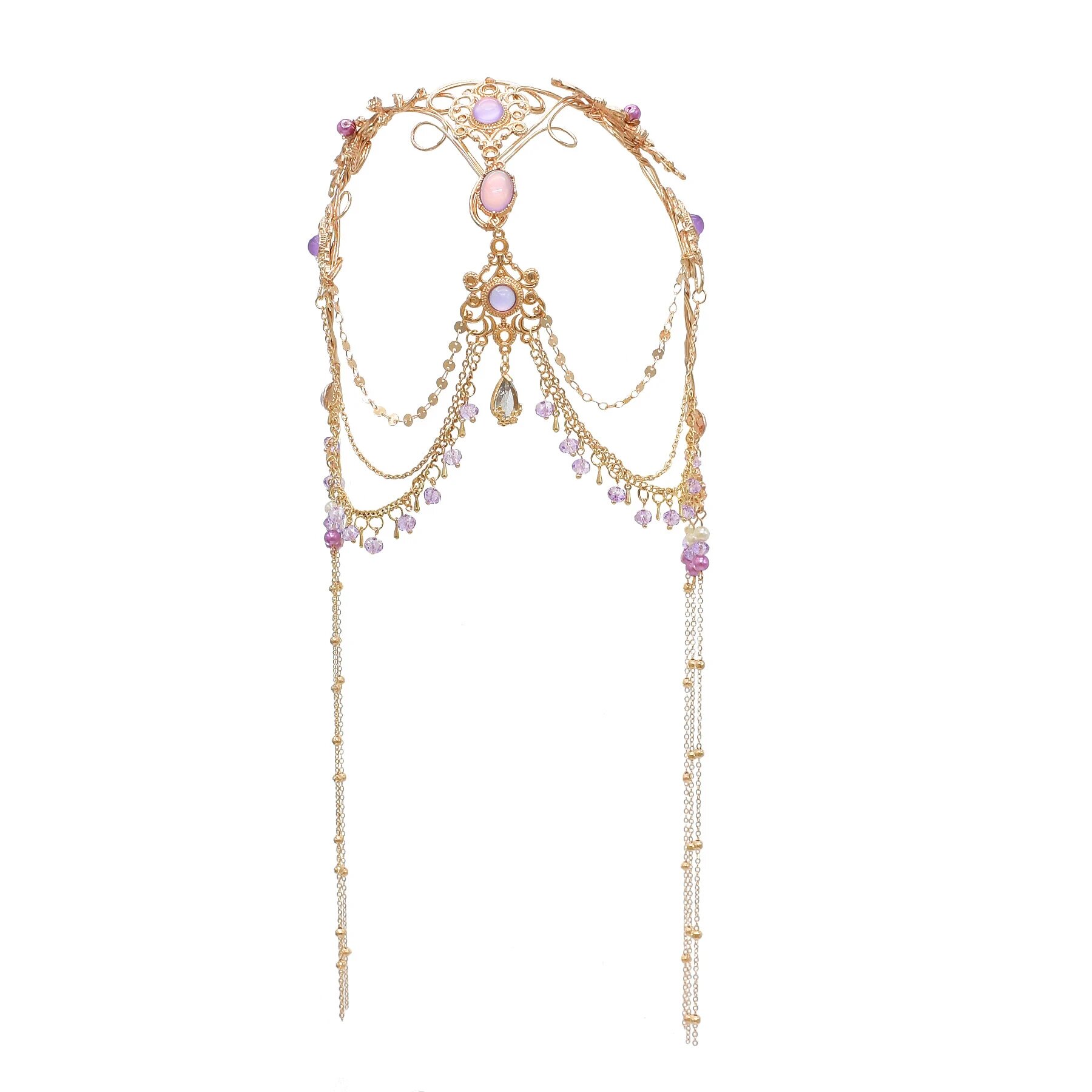 Фиолетовая тиара с кристаллами, Metal color: purple A