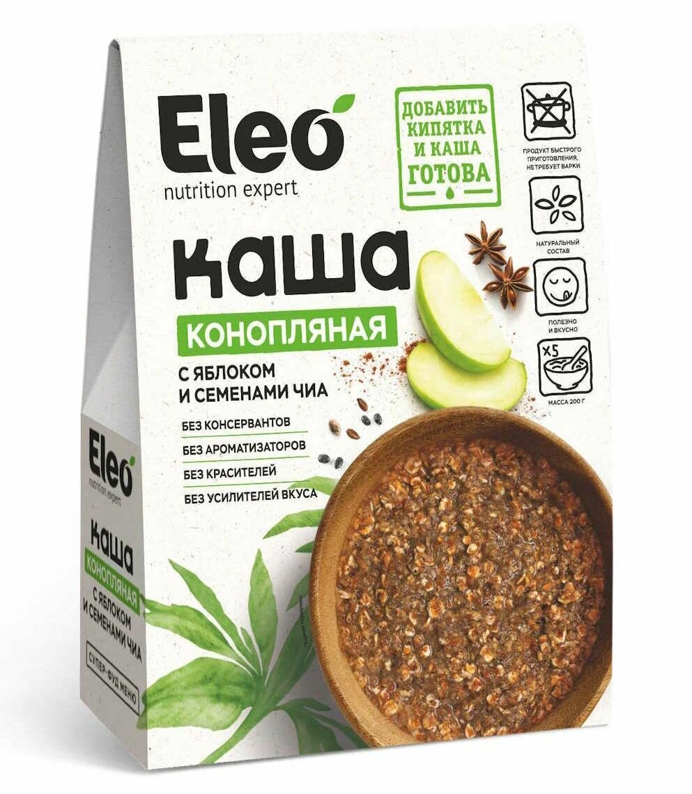 Каша конопляная с яблоком и семенами чиа, 200г
