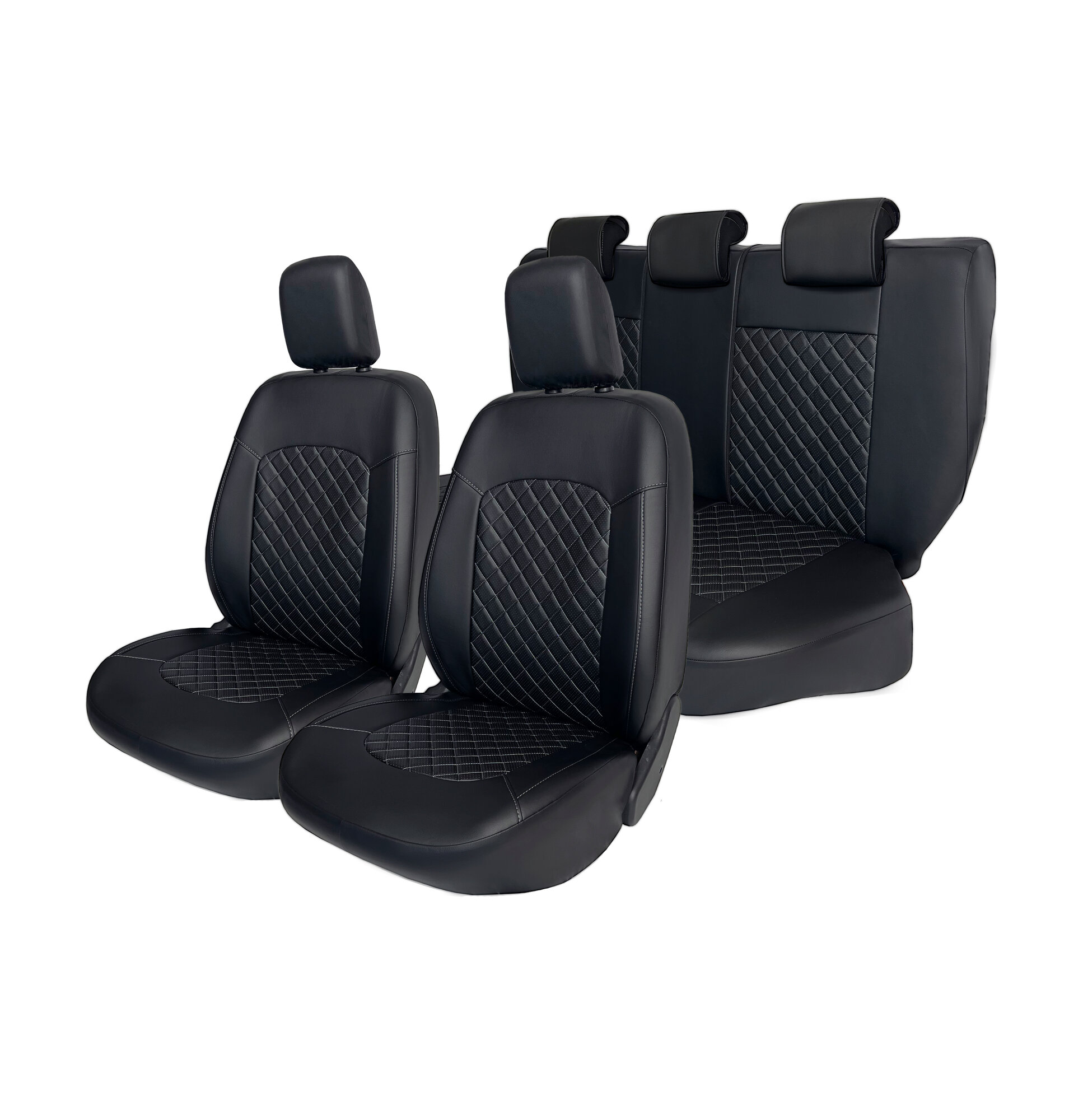 Чехлы Trend Bravo экокожа стеганая черная строчка черные