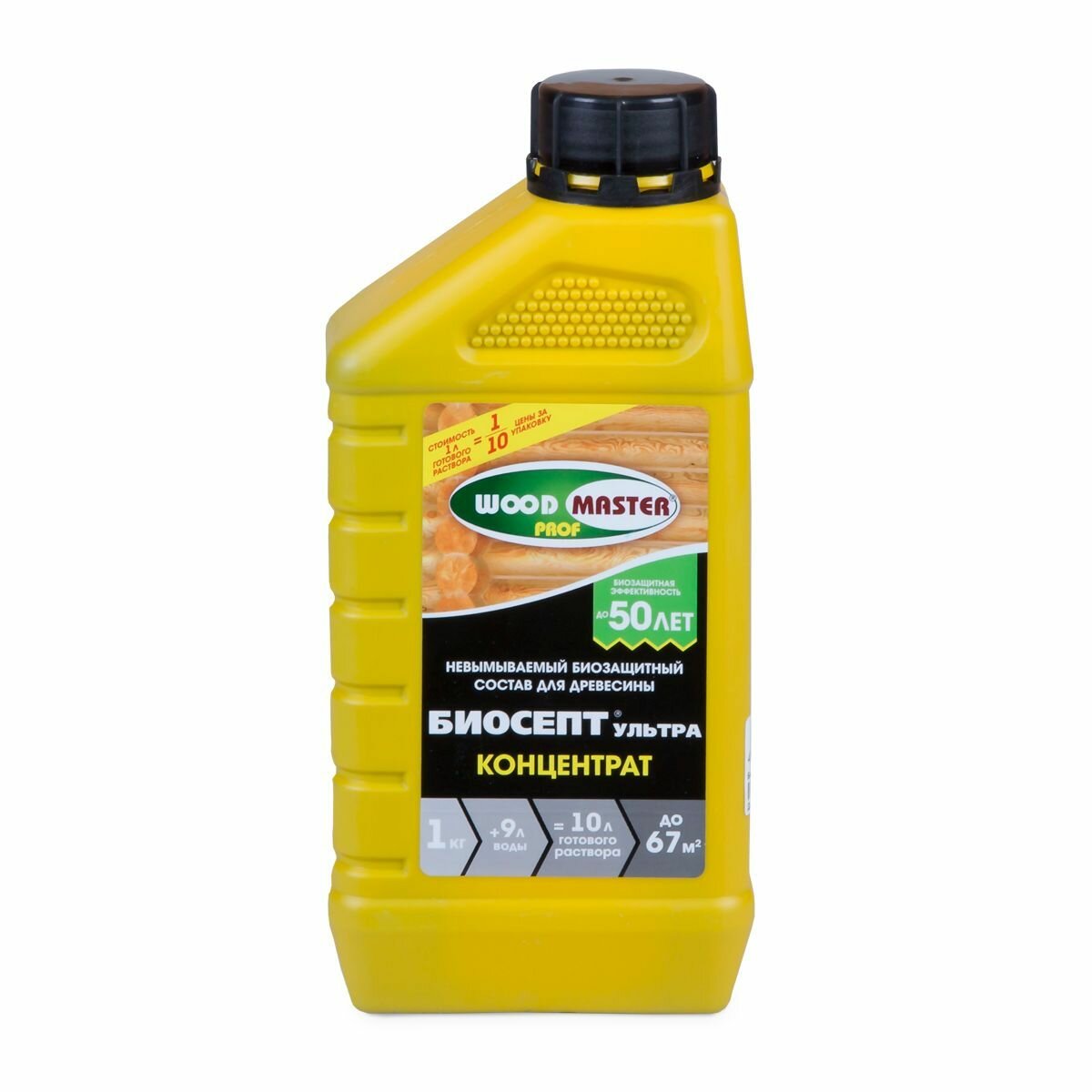 Состав невымываемый биозащитный для древесины Woodmaster Prof Биосепт Ультра концентрат 1:9 (1кг),