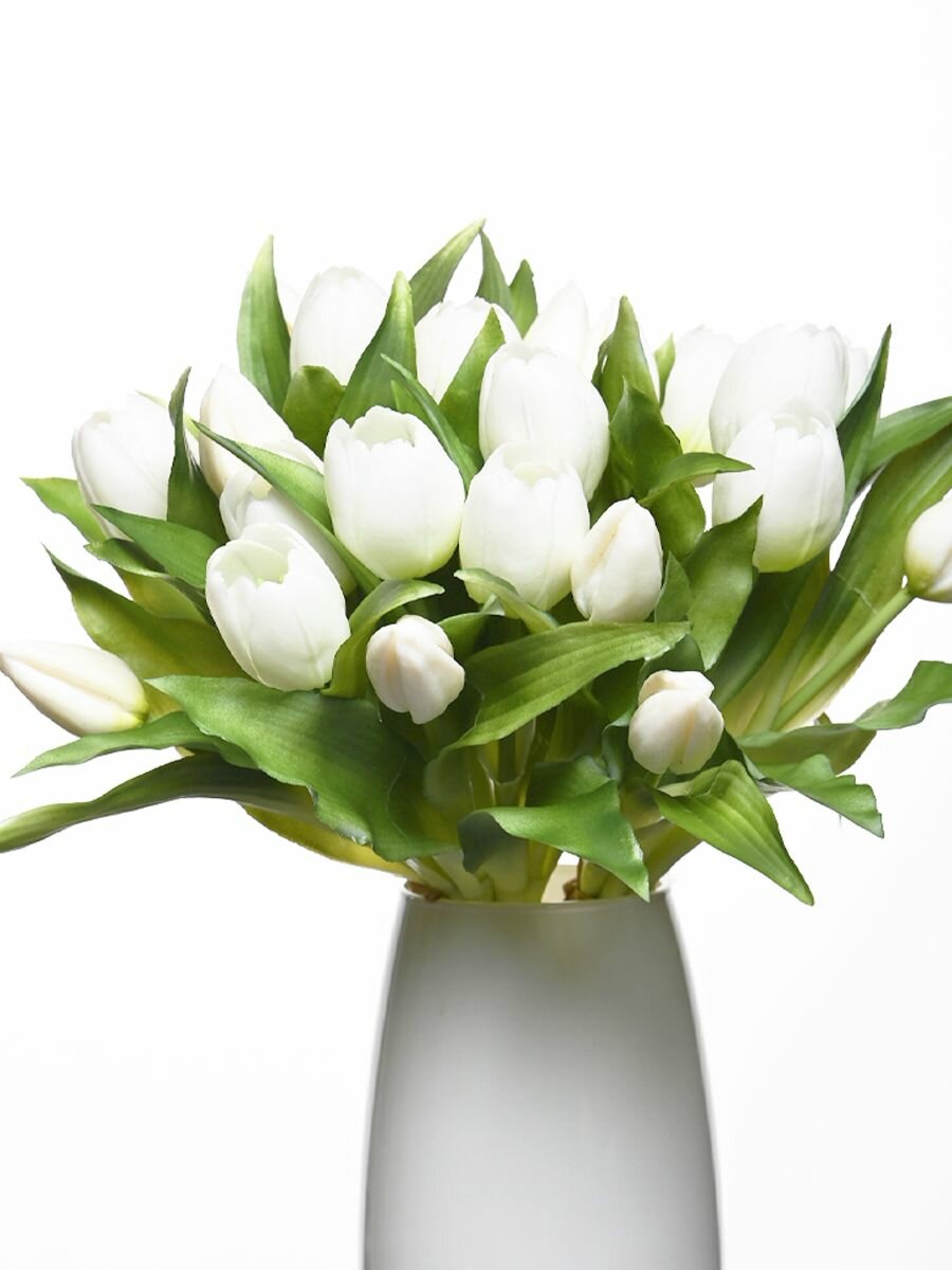 Искусственные тюльпаны из силикона, букет из 21 цветка, 30 см, неотличимы от живых