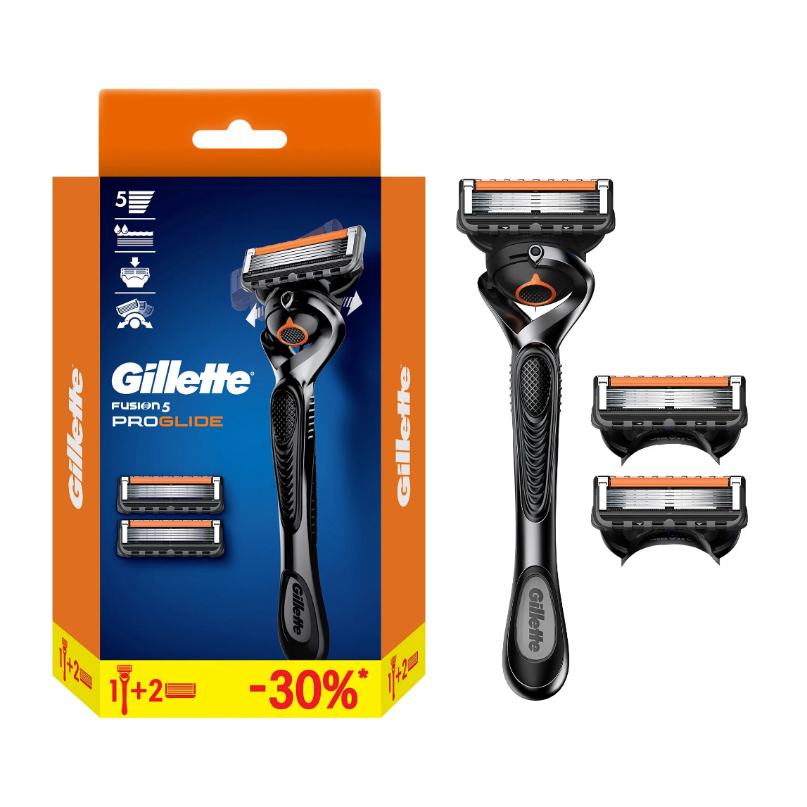 Бритва мужская с триммером Gillette Fusion5 ProGlide, 2 сменных кассеты, 5 лезвий