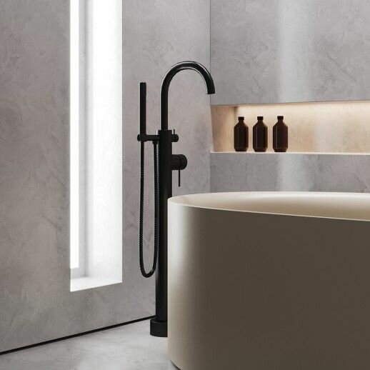 Смеситель напольный PAINI COX для ванны поворотный излив, черный брашированный, PVD(PZ)